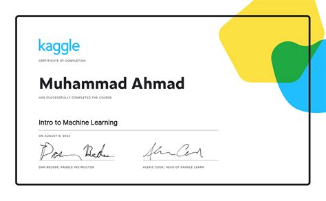 Muhammad Ahmad Completed The Intro To Machine Learning Course On Kaggle