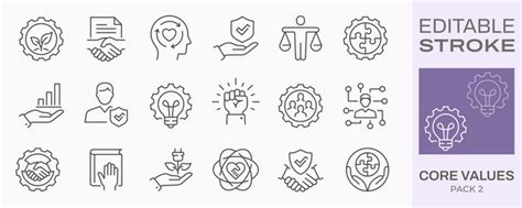 Core Values Icons Such As Business Social Vector Image
