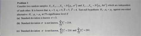 solved problem 1 consider two random samples