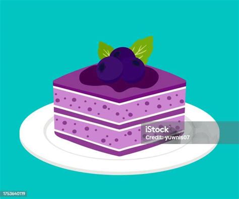 귀여운 블루베리 케이크 만화 달콤한 디저트 베이커리 페이스트리 카페 메뉴 벡터 일러스트레이션 거품 내기에 대한 스톡 벡터 아트