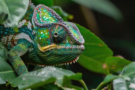 Premium Photo Camouflaged Chameleon Blending Seamlessly With Its Surroundings Chameleon