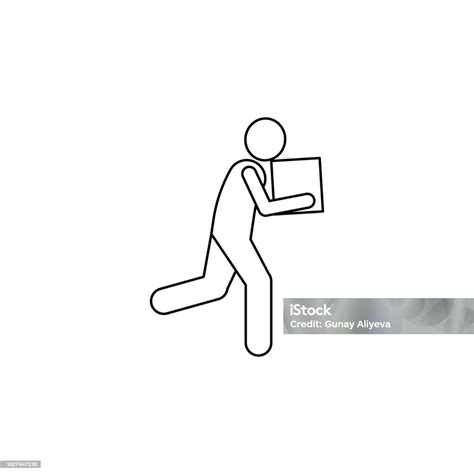 남자 상자 아이콘으로 실행 됩니다 남자의 요소 상자 그림을 수행합니다 프리미엄 품질 그래픽 디자인 아이콘입니다 웹사이트에 대 한 표지판 및 기호 컬렉션 아이콘 나름에 대한