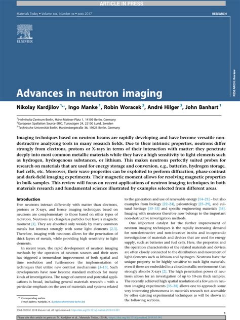 Advances In Neutron Imaging 2018 Pdf Lithium Ion Battery Neutron