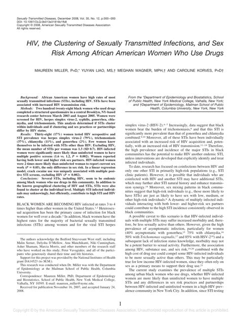 Pdf Hiv The Clustering Of Sexually Transmitted Infections And Sex