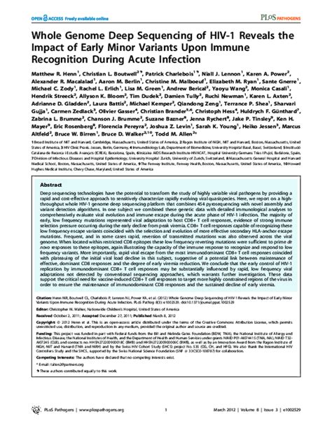 Pdf Hiv 1 Genomic Variants Influence Immunity