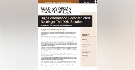 2012 White Paper High Performance Reconstructed Buildings The 99 Solution Building Design