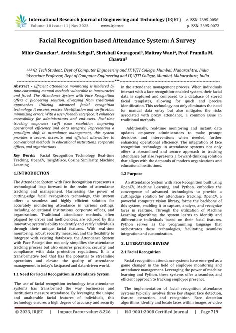 Pdf Facial Recognition Based Attendance System A Survey