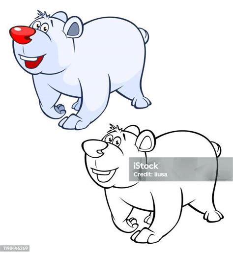 당신을 위한 귀여운 만화 캐릭터 북극곰의 벡터 일러스트 디자인 및 컴퓨터 게임 색칠하기 책 개요 겨울에 대한 스톡 벡터 아트 및