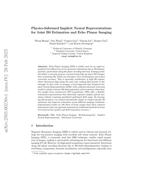 Pdf Physics Informed Implicit Neural Representations For Joint B0 Estimation And Echo Planar