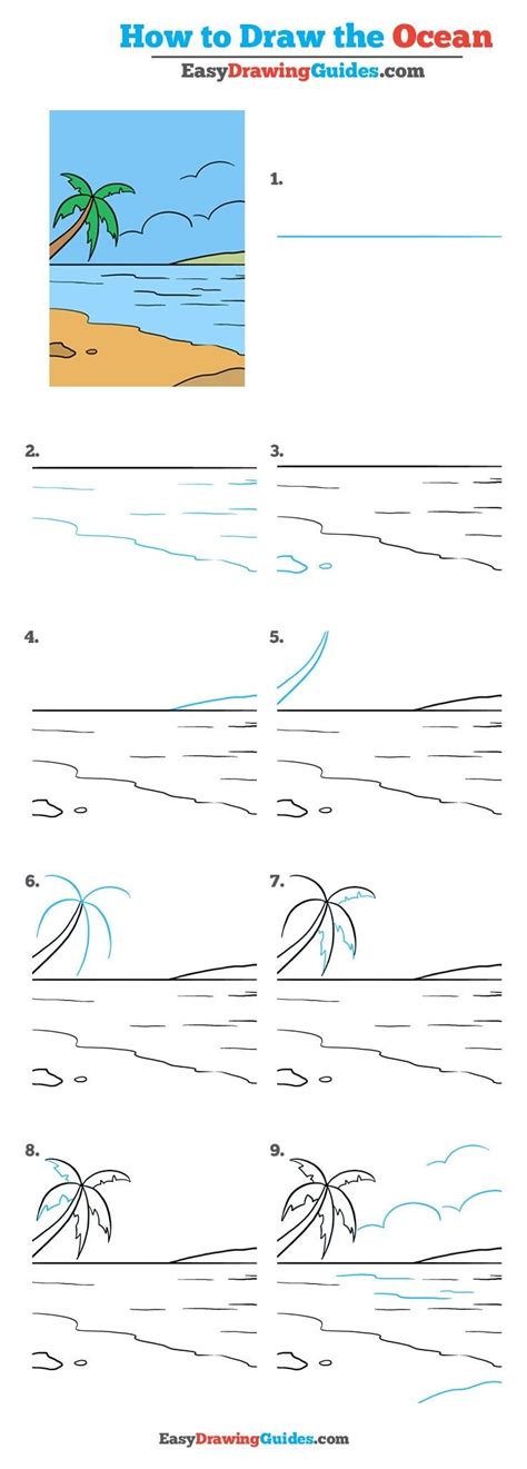 How To Draw An Ocean Really Easy Drawing Tutorial