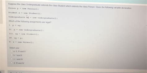 Solved Suppose The Class Undergraduate Extends The Class