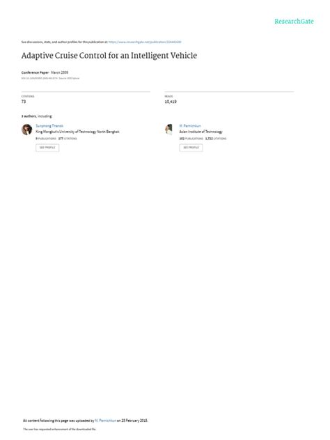 Adaptive Cruise Control For An Intelligent Vehicle Pdf Fuzzy Logic