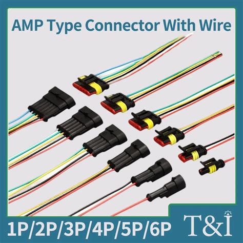 Amp 자동차 전기 커넥터 방수 플러그 1 6 핀 터미널 Hid 변환 수 암 소켓 와이어 15cm 1 세트 5 세트 10 세트 100 세트 Aliexpress