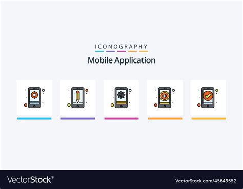 Mobile Application Line Filled 5 Icon Pack Vector Image