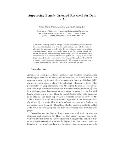 Pdf Supporting Benefit Oriented Retrieval For Data On Air