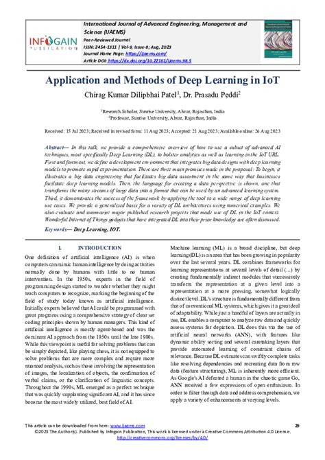 Pdf Application And Methods Of Deep Learning In Iot