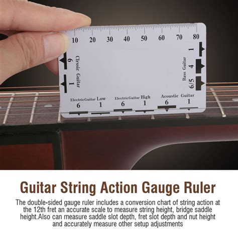 Hougl 2 ชิ้น String Action Gauge ไม้บรรทัดวัดเครื่องมือสำหรับกีตาร์เบส
