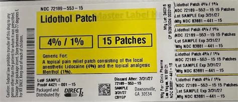 Dailymed Lidothol Patch Patch