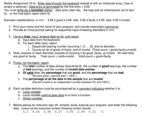 Solved Modify Assignment 10 To Enter Data Through The