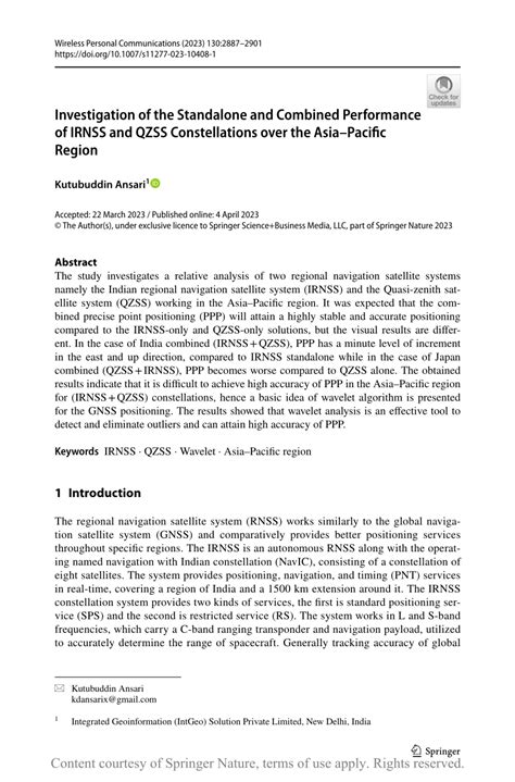 Investigation Of The Standalone And Combined Performance Of Irnss And