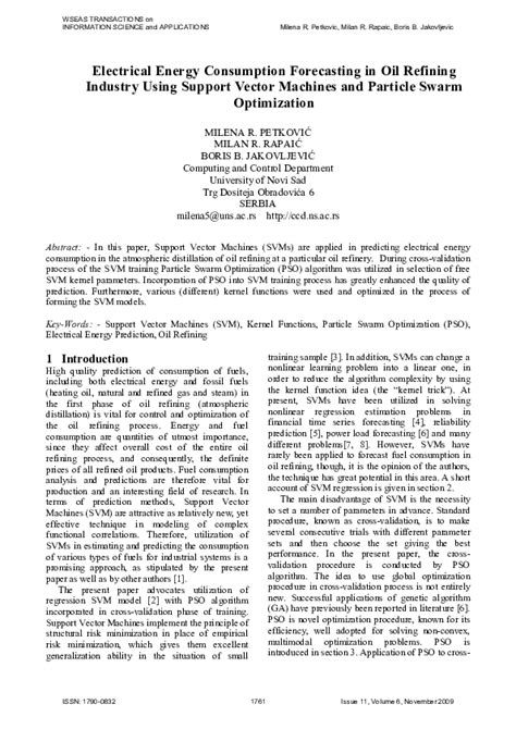Pdf Electrical Energy Consumption Forecasting In Oil Refining Industry Using Support Vector