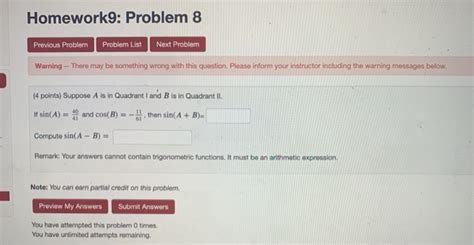 Solved Homework9 Problem 8 Previous Problem Problem List