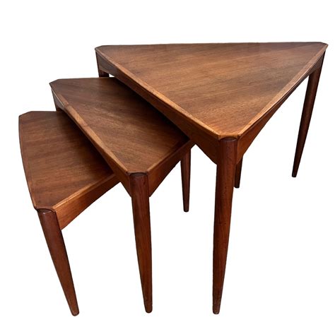 Dux Mcm Triangle Teak Nesting Tables Mid Century Modern Teak Nesting