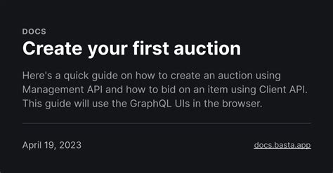 Create Your First Auction