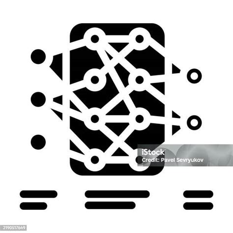 Neural Network Diagram Machine Learning Glyph Icon Vector Illustration Stock Illustration