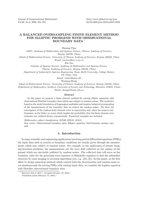 global science press a balanced oversampling finite element method for