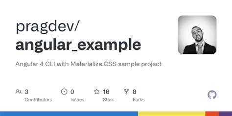 GitHub Pragdev Angular Example Angular 4 CLI With Materialize CSS