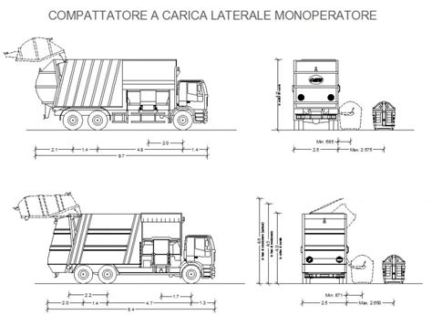 Single Side Loading Compactor Detail Drawing In Dwg Autocad File