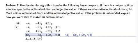 Solved Problem 2 Use The Simplex Algorithm To Solve The Following