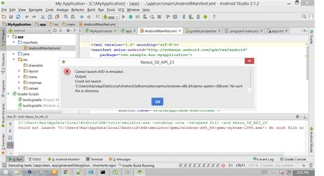 Android Studio Cannot Launch AVD In Emulator No Such File Or Directory