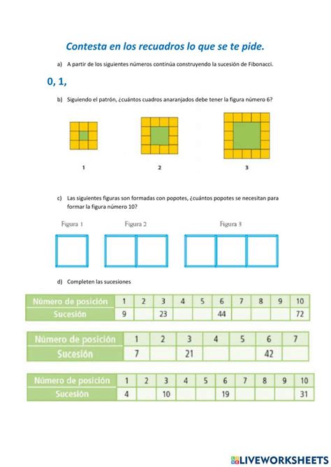 Series Fibonacci 2528 Jhairo Live Worksheets