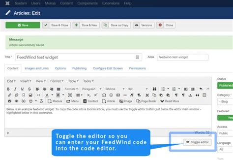 Set Up Rss Feed Widget On Joomla Website Feedwind
