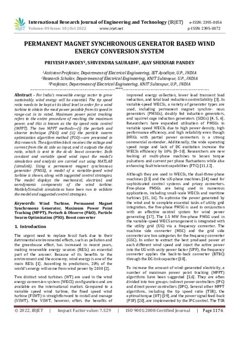 Pdf Permanent Magnet Synchronous Generator Based Wind Energy Conversion System