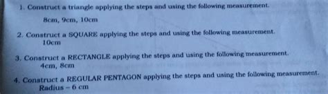 solved 1 construct a triangle applying the steps and using the