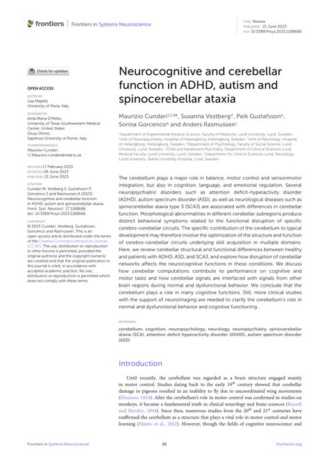 Pdf Neurocognitive And Cerebellar Function In Adhd Autism And