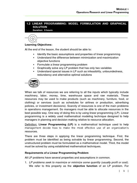 12 Linear Programming Model Formulation And Graphical Solution