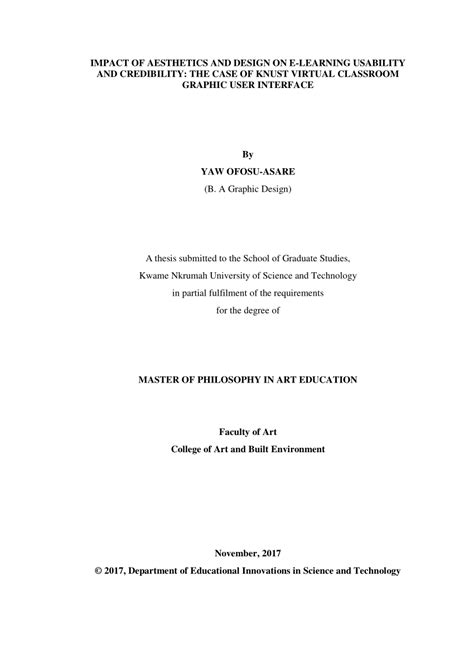 Pdf Impact Of Aesthetics And Design On E Learning Usability And Credibility The Case Of Knust