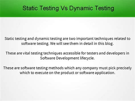 Statictestingvsdynamictesting On Vimeo