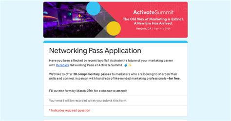 Networking Pass Application Jim Bartolomea