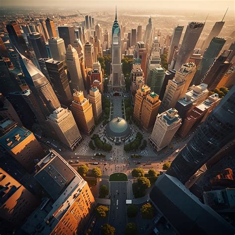 Birds Eye View Of City Premium Ai Generated Image