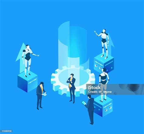 서버 룸에서 일하고 의사 소통하는 비즈니스 사람들 기술 성공 인터넷 데이터 보호 및 개인 보안 개념 아이소메트릭 인포그래픽