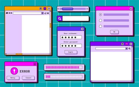 Ensemble Dinterface Utilisateur Rétro Vecteur Gratuite