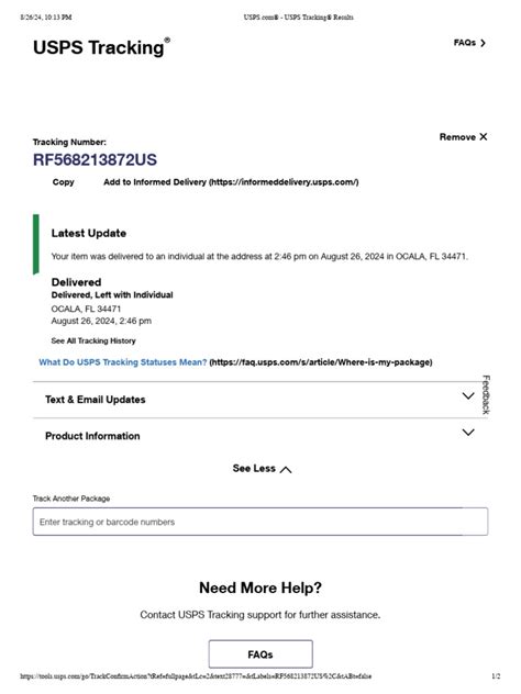 Delivery Confirmation August 26 2024 Usps Rf568213872us Claim For