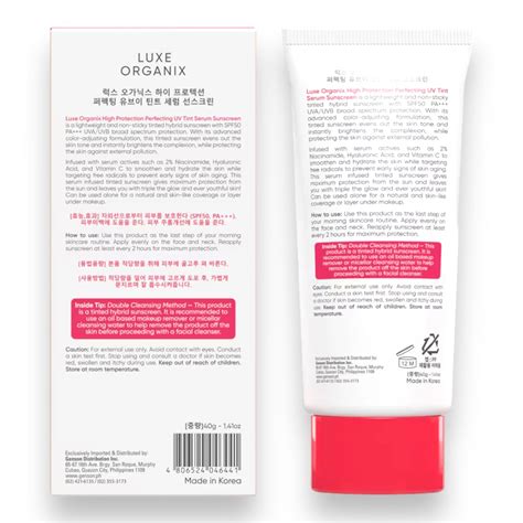 Luxe Organix Perfecting Uv Tint Serum Sunscreen Spf 50 Pa 40g My