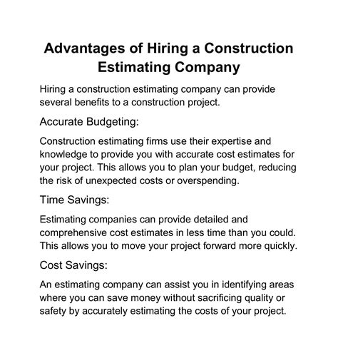 Advantages Of Hiring A Construction Estimating Companypdf Docdroid