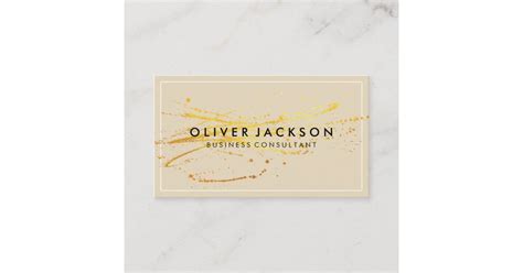 Simple Gray With White Border Gold Spatter Business Card Zazzle